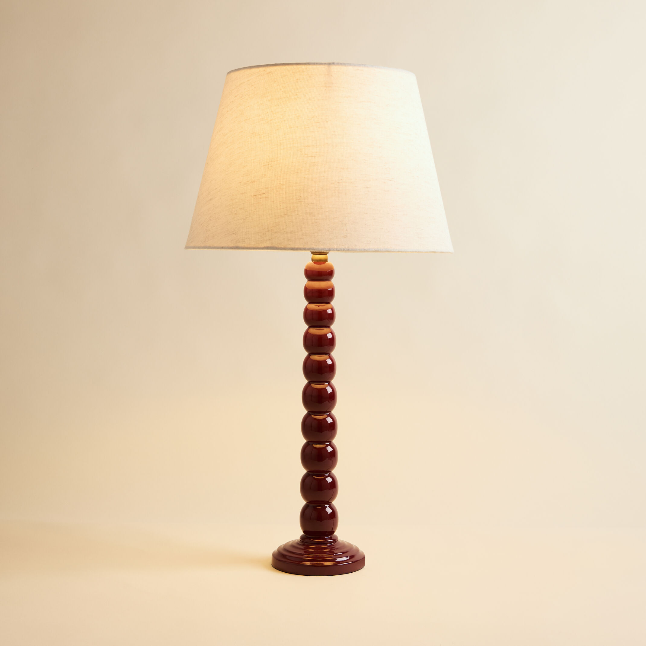 Slim Ruby Bobbin Table Lamp with Wood Base