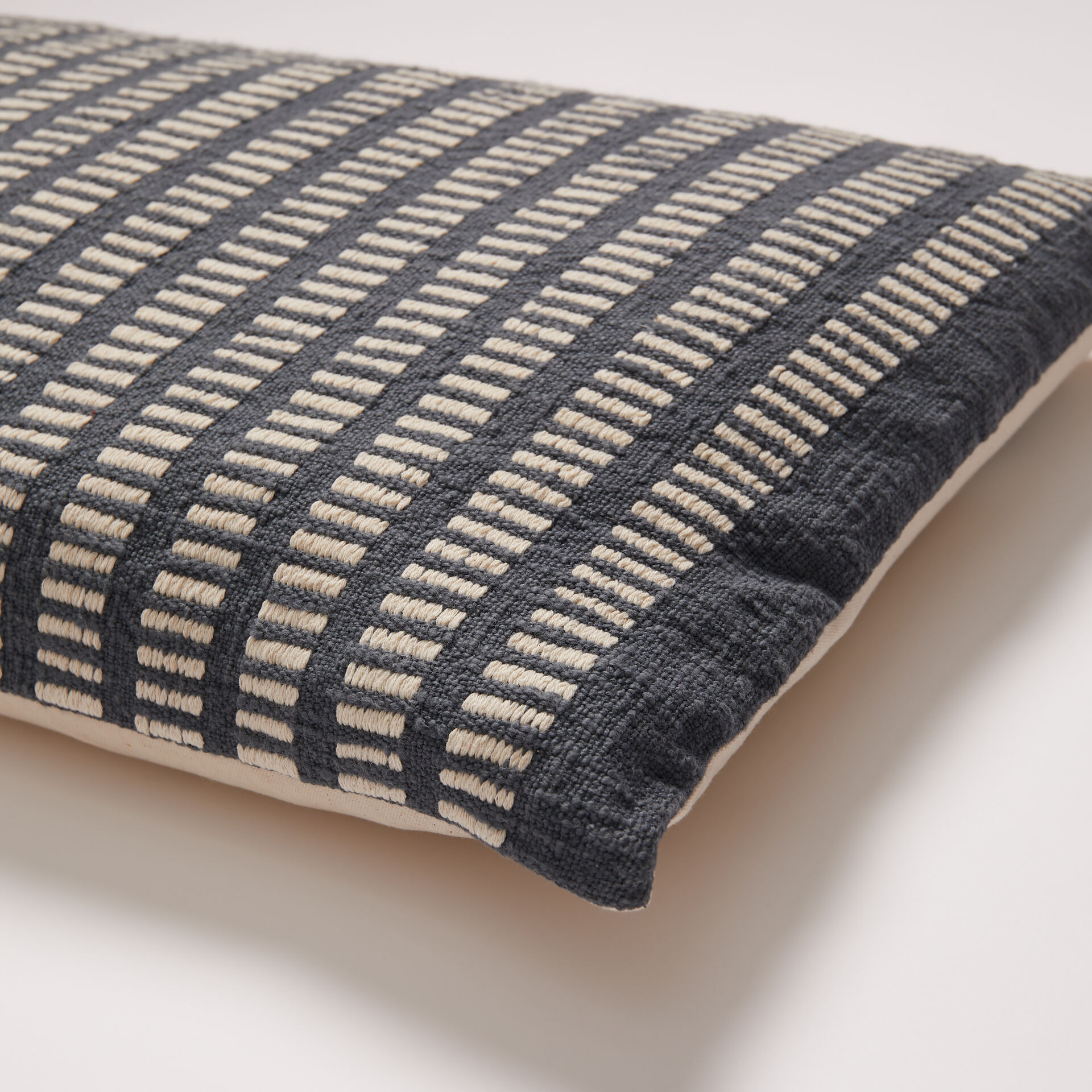 Rectangular Woven Cushion with Blue Block Print | Inside Story