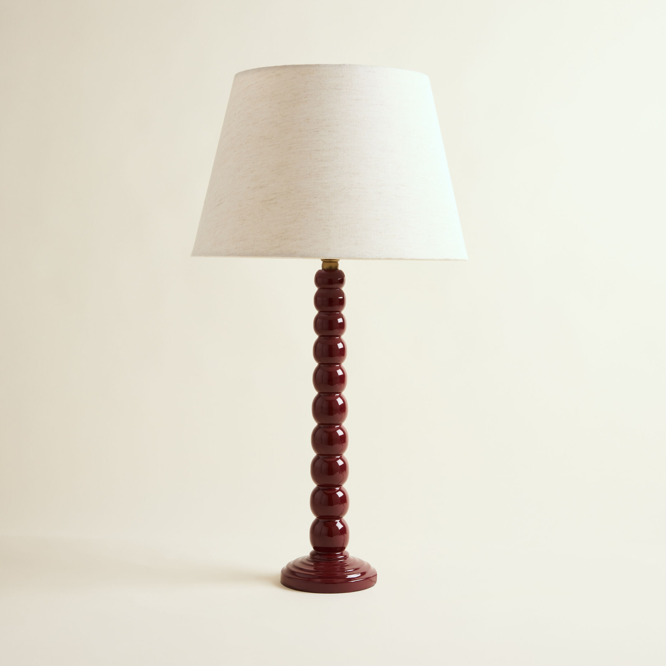 Slim Ruby Bobbin Table Lamp with Wood Base