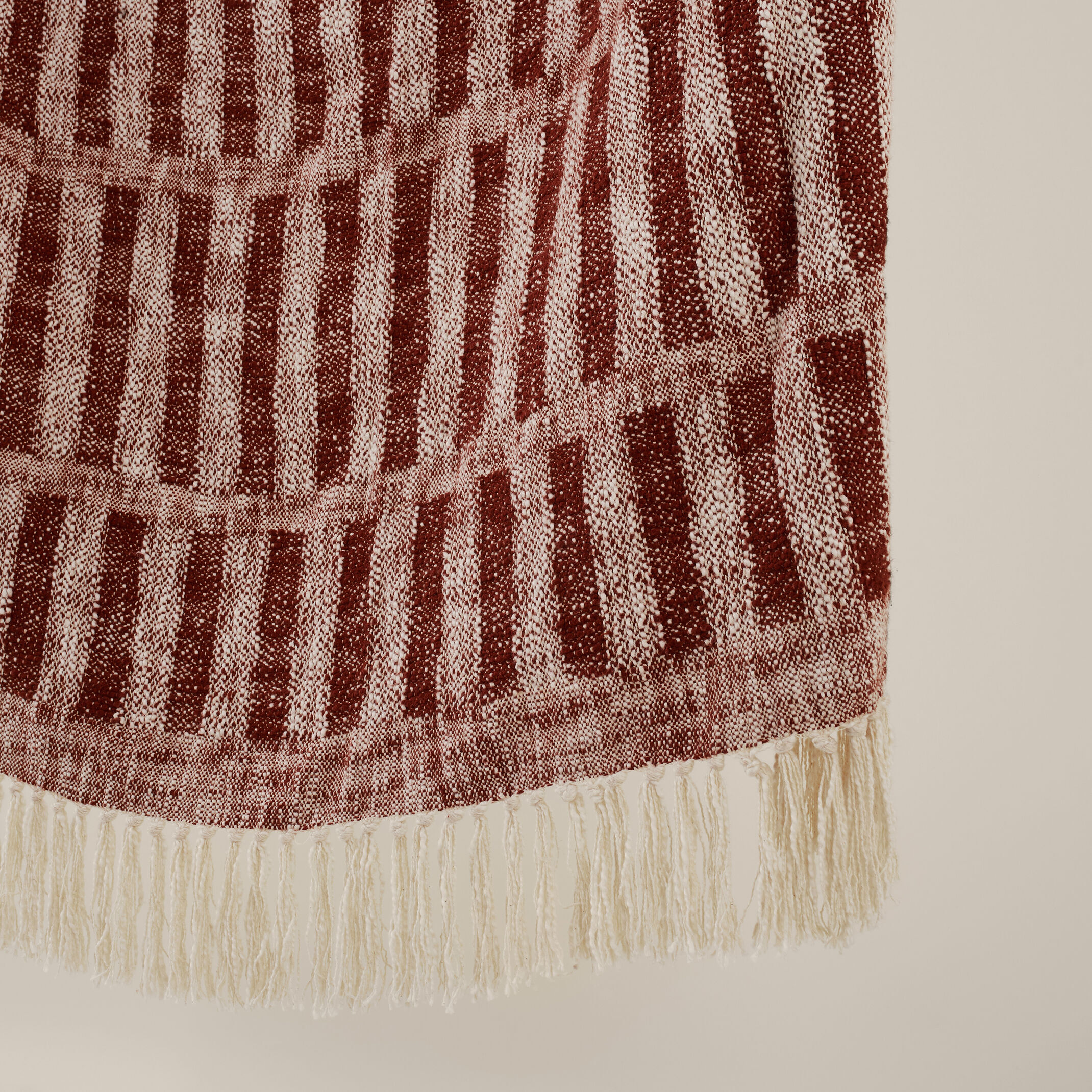 Red Striped Cotton Throw with Tassles | 100% Cotton | Inside Story