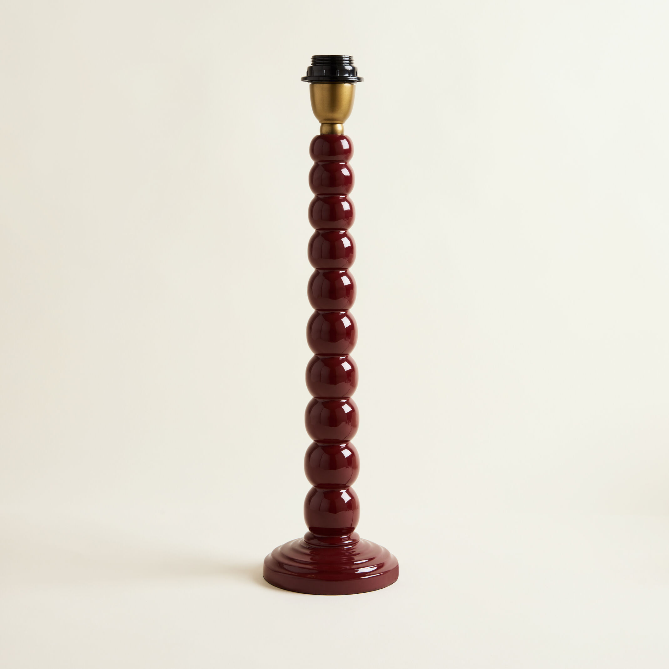 Slim Ruby Bobbin Table Lamp with Wood Base